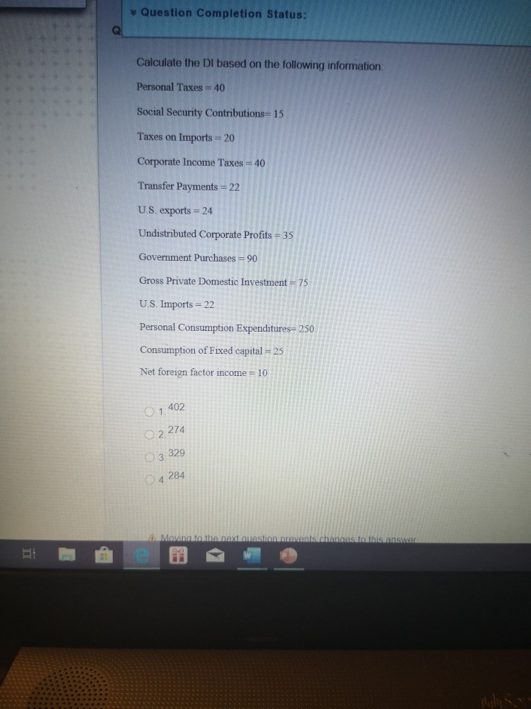 Solved * Question Completion Status: Calculate the DI based | Chegg.com