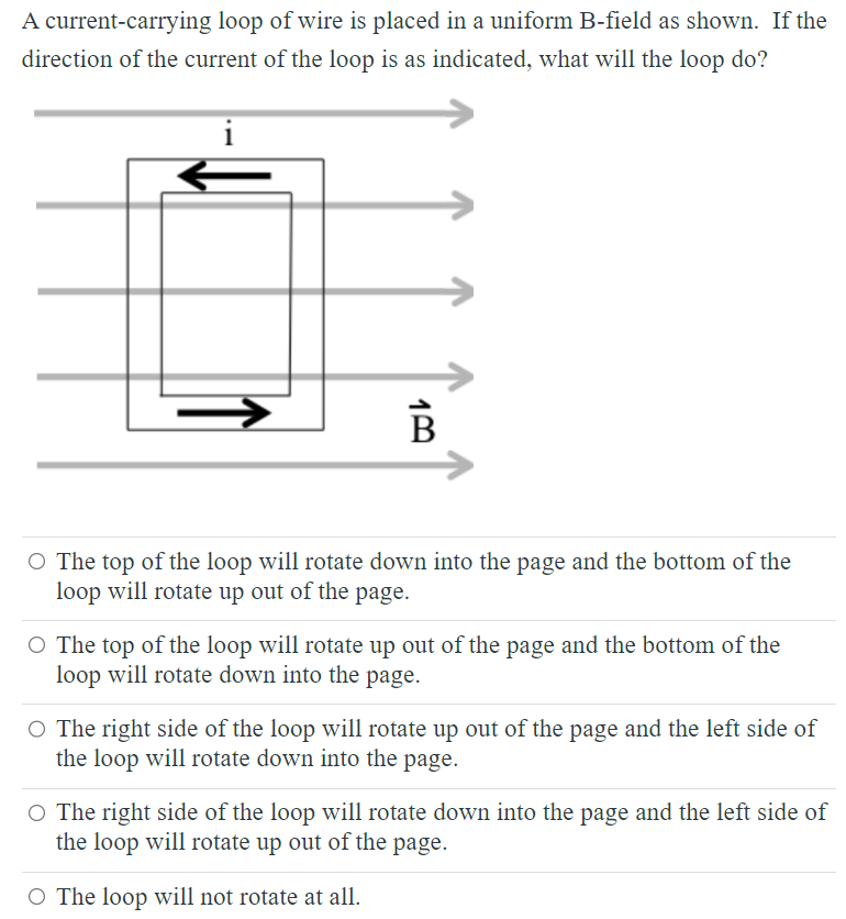 Solved A current-carrying loop of wire is placed in a | Chegg.com