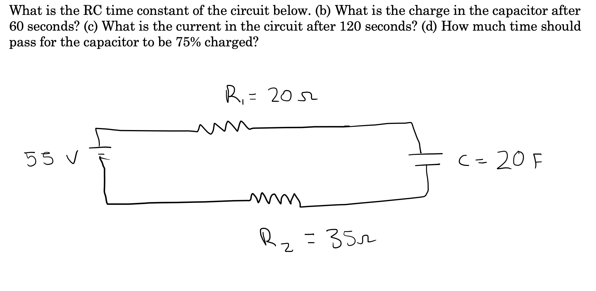 Solved What is the RC time constant of the circuit below. | Chegg.com
