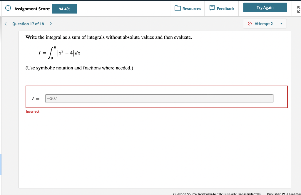 Solved Write the integral as a sum of integrals without | Chegg.com