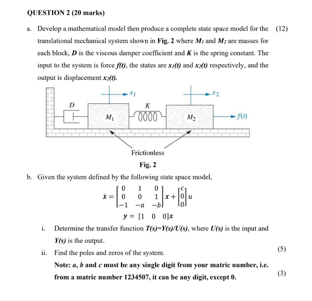 Solved QUESTION 2 (20 marks) a. Develop a mathematical model | Chegg.com
