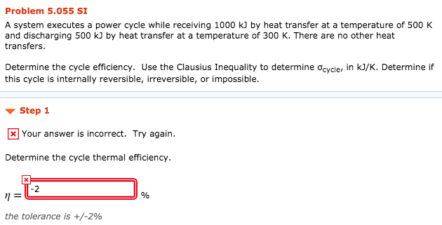 Solved Problem 5.055 SI A system executes a power cycle | Chegg.com