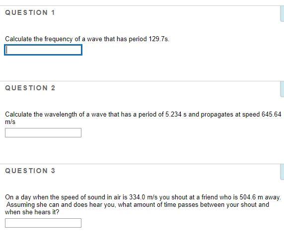 Solved QUESTION 1 Calculate the frequency of a wave that has | Chegg.com