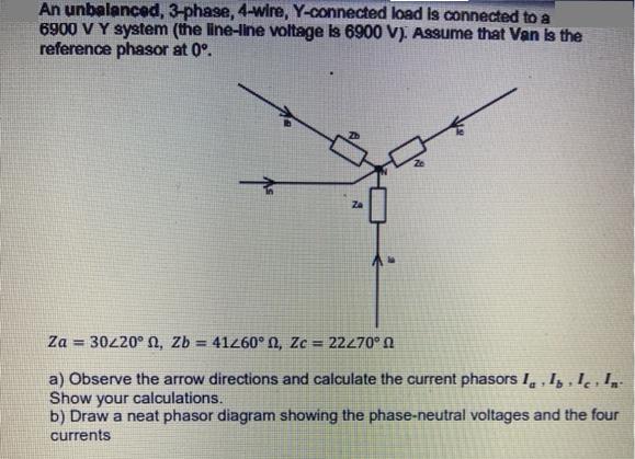 Solved An unbalanced, 3-phase, 4-wire, Y-connected load is | Chegg.com
