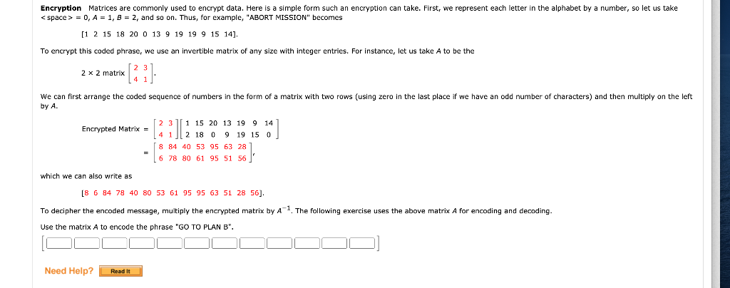 Solved Encryption Matrices are commonly used to encrypt | Chegg.com