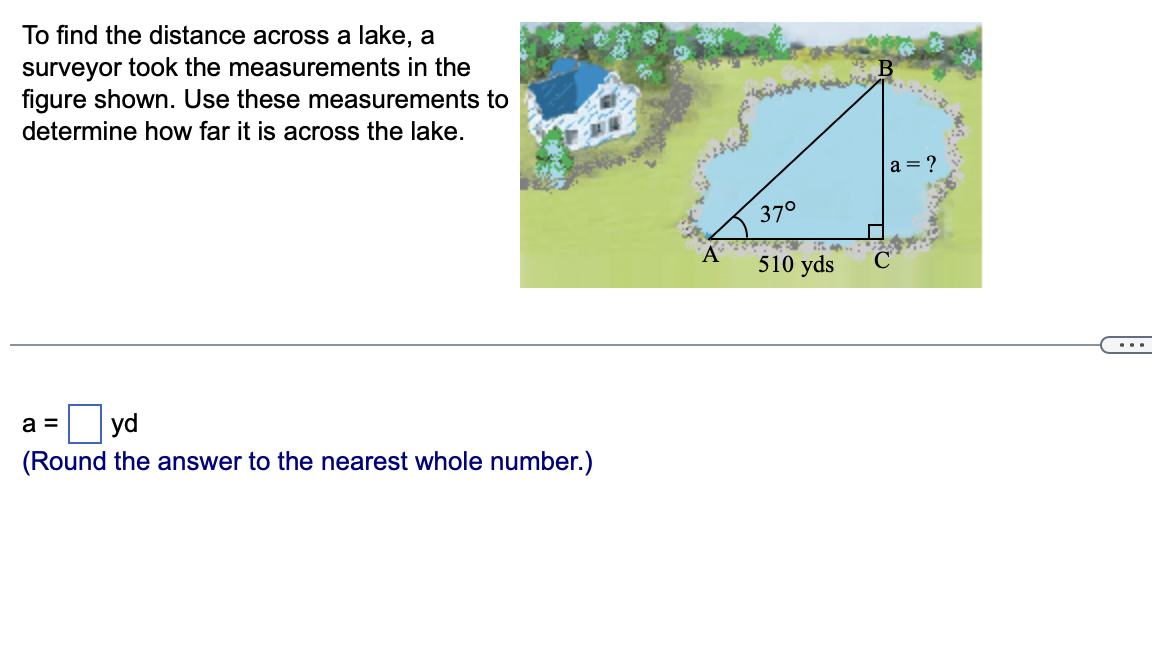 Solved To find the distance across a lake, a surveyor took | Chegg.com