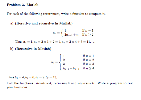Solved Problem 3. Matlab For each of the following | Chegg.com