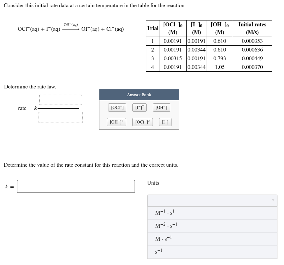 Solved Consider this initial rate data at a certain | Chegg.com