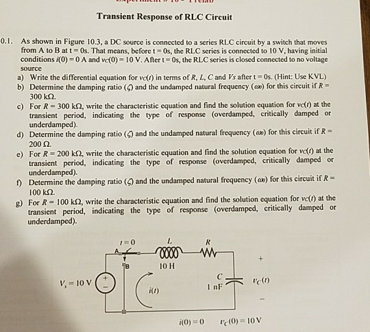 Solved Transient Response of RLC Circuit 0.1. As shown in | Chegg.com Solved Transient Response of RLC Circuit 0.1. As shown in | Chegg.com