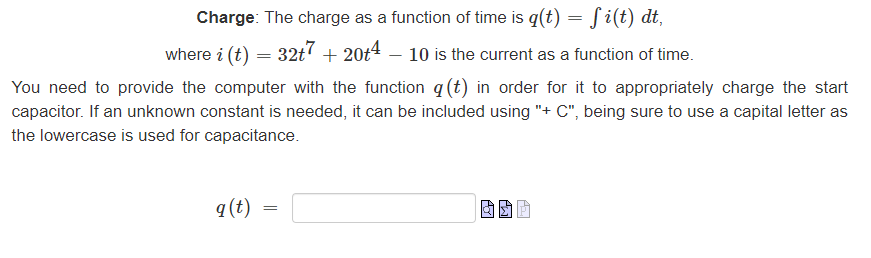 Solved Charge: The charge as a function of time is | Chegg.com