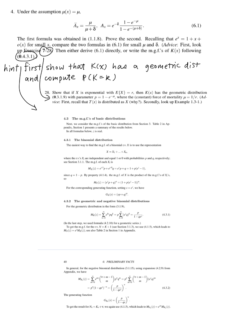 4. Under the assumption μ(x)-1. The first formula was | Chegg.com