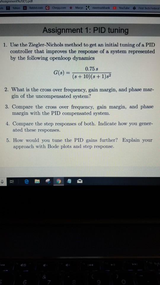 Solved Assignment 1: PID tuning 1. Use the Ziegler-Nichols | Chegg.com