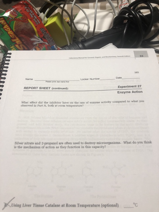 Solved 385 Date Name Locker Number Experiment 27 REPORT | Chegg.com