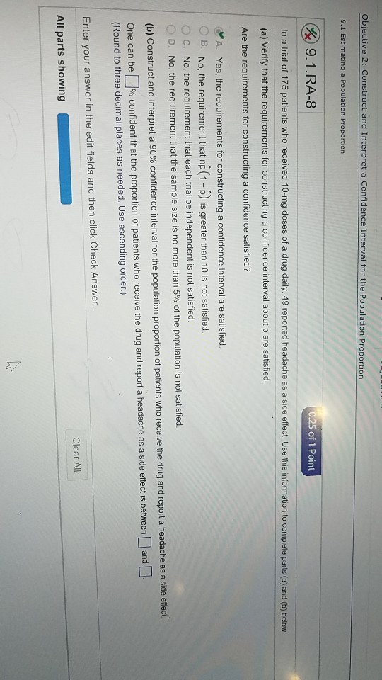 Solved Objective 2: Construct and Interpret a Confidence | Chegg.com