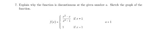Solved Explain why the function is discontinuous at the | Chegg.com