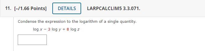 Solved Condense the expression to the logarithm of a single | Chegg.com