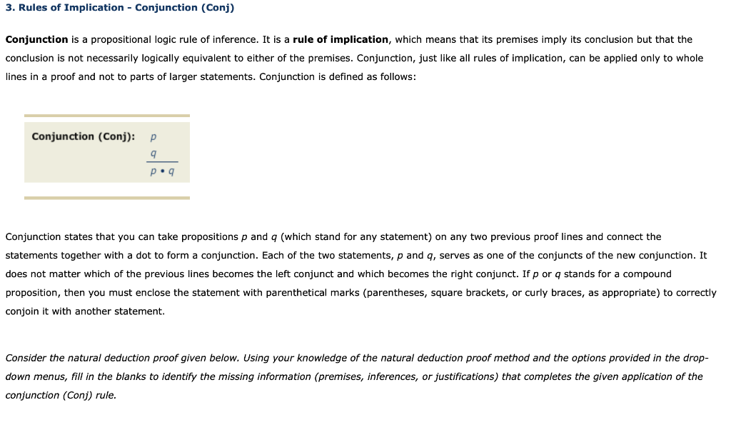 Solved 3 Rules Of Implication Conjunction Conj 6877