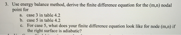 Solved Use energy balance method, derive the finite | Chegg.com