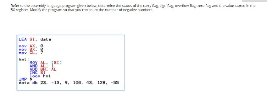 Solved Refer to the assembly language program given below, | Chegg.com