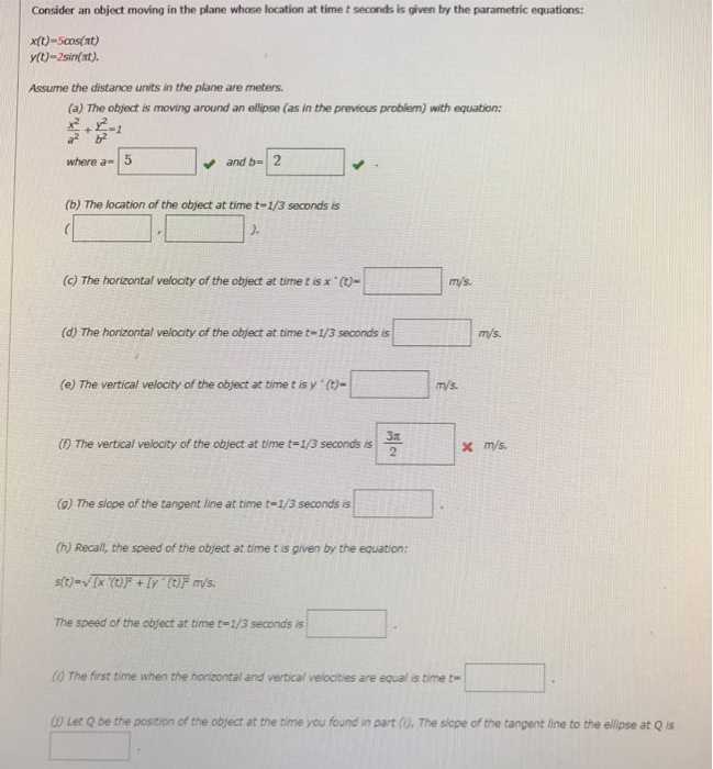 Consider an object moving in the plane whose location | Chegg.com