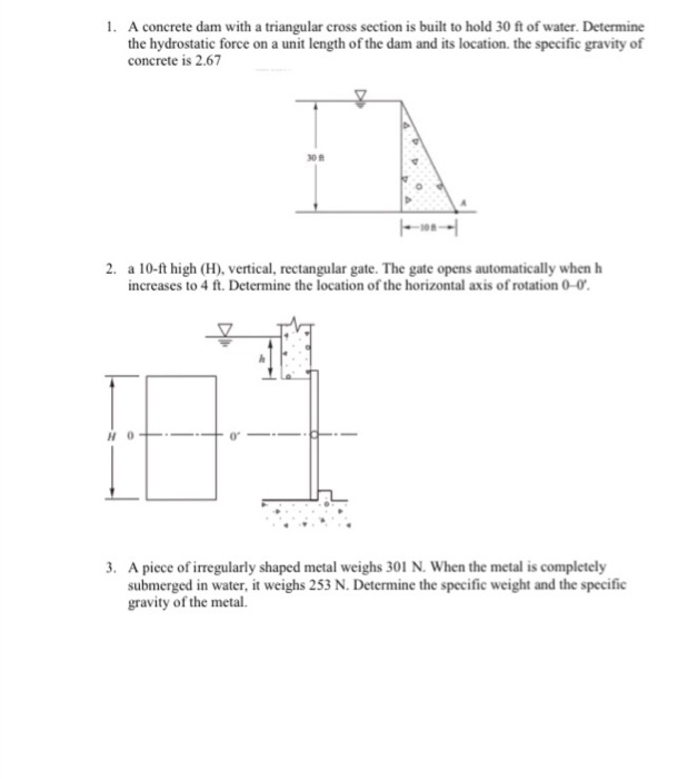 Solved A concrete dam with a triangular cross section is | Chegg.com