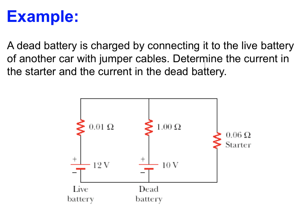 Solved Example: A dead battery is charged by connecting it | Chegg.com