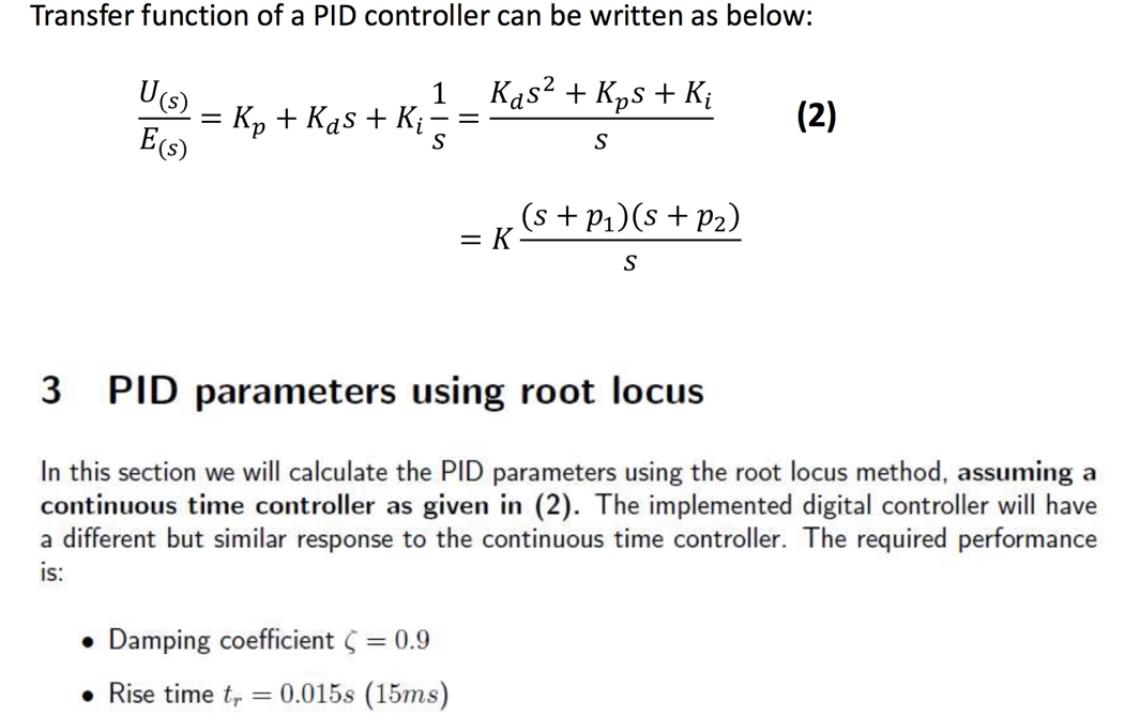 Solved Transfer function of a PID controller can be written | Chegg.com