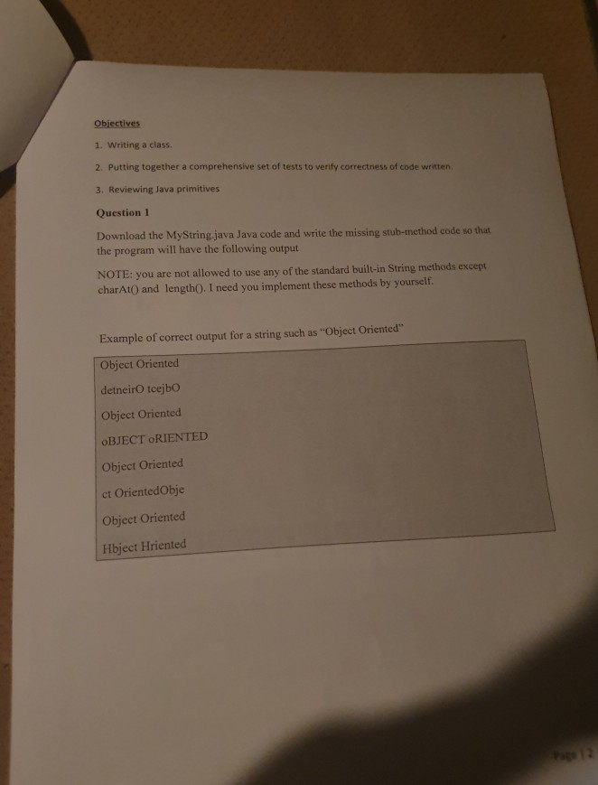 Solved Objectives 1. Writing a class. 2. Putting together a | Chegg.com