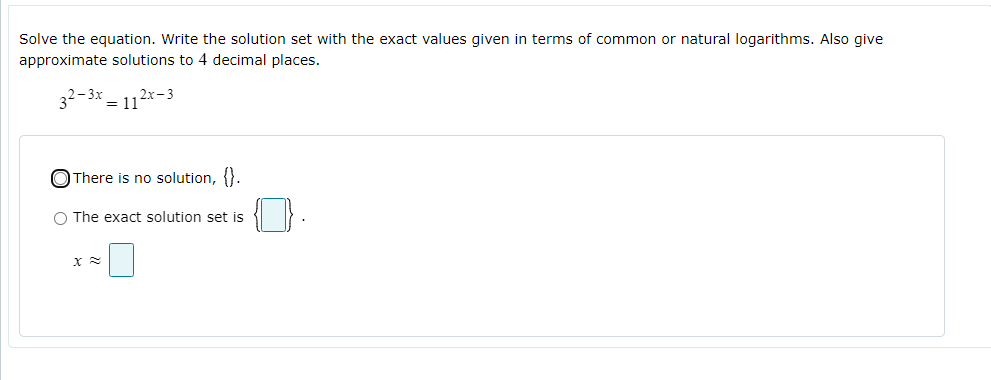 Solved Solve the equation. Write the solution set with the | Chegg.com