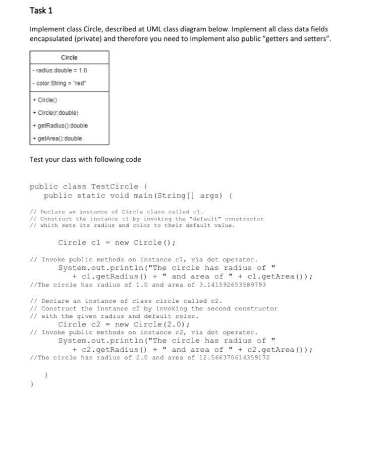 Solved Implement class Circle, described at UML class | Chegg.com Solved Implement class Circle, described at UML class | Chegg.com
