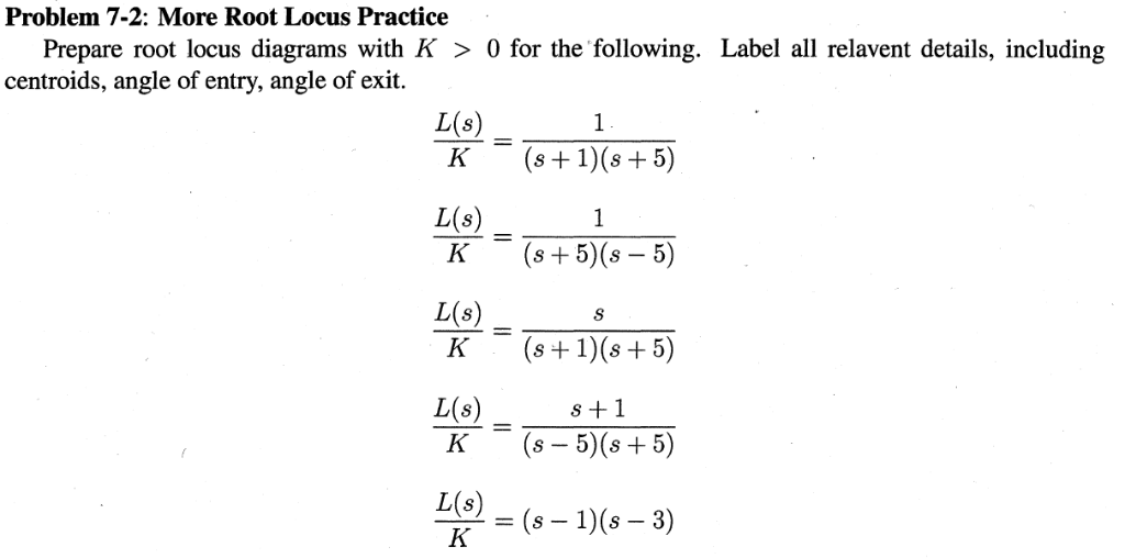 Solved Problem 7-2: More Root Locus Practice Prepare root | Chegg.com