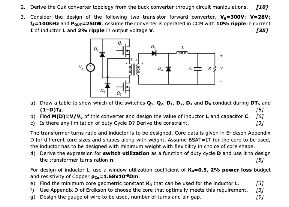 2. Derive the Cuk converter topology from the buck | Chegg.com