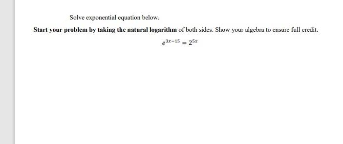 Solved Solve exponential equation below. Start your problem | Chegg.com