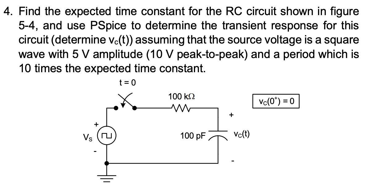 Solved Find the expected time constant for the RC circuit | Chegg.com