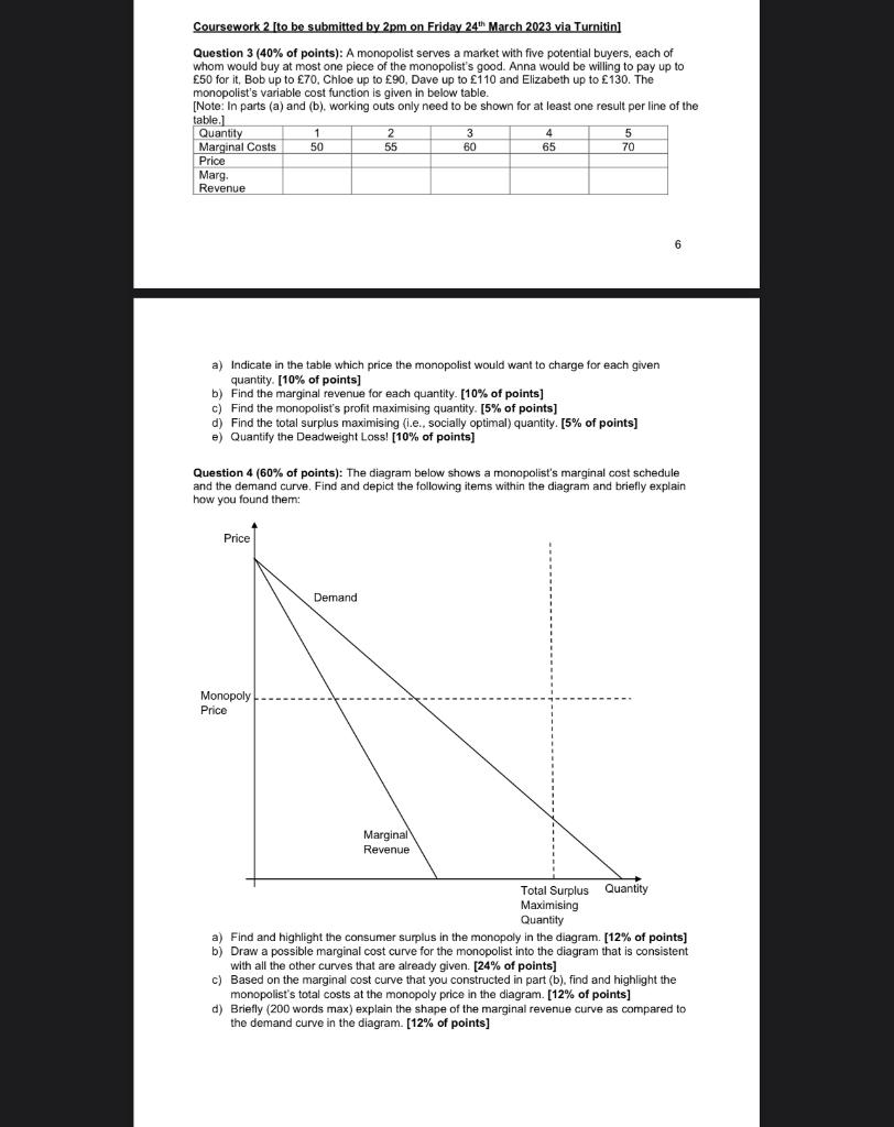Solved Coursework 2 [to be submitted by 2pm on Friday 24th | Chegg.com