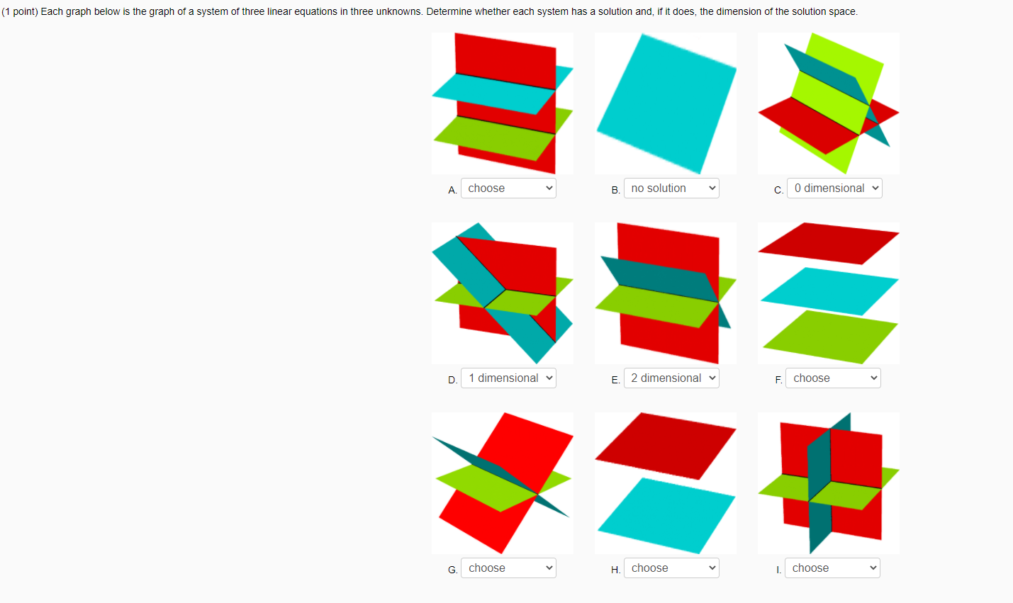 Solved (1 point) Each graph below is the graph of a system | Chegg.com