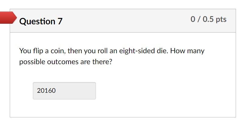 Solved Question 7 0 / 0.5 pts You flip a coin, then you roll | Chegg.com