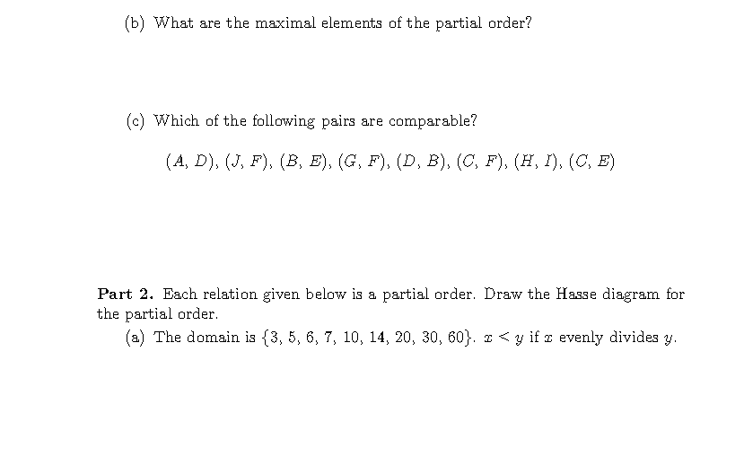 Solved Part 1. The drawing below shows a Hasse diagram for a | Chegg.com