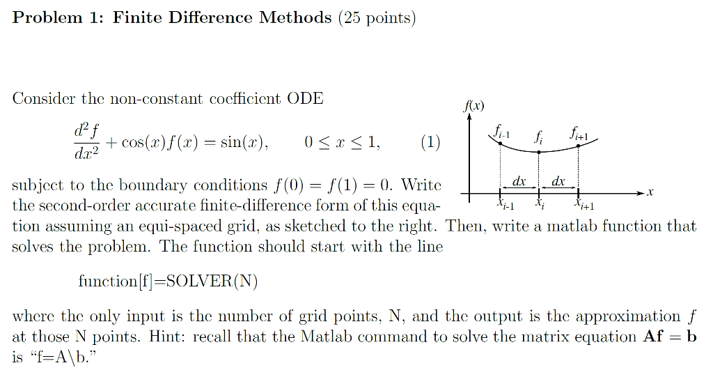 Problem 1: Finite Difference Methods (25 points) | Chegg.com