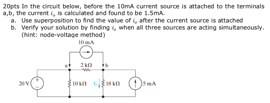 Solved 20pts In the circuit below, before the 10mA current | Chegg.com