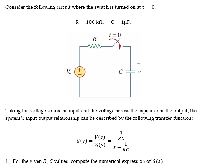 Solved Consider the following circuit where the switch is | Chegg.com