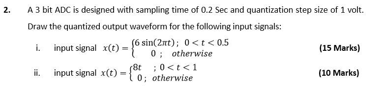 Solved 2. A 3 bit ADC is designed with sampling time of 0.2 | Chegg.com
