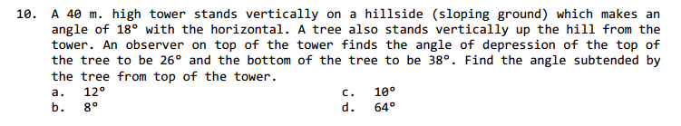 Solved 10. A 40 m. high tower stands vertically on a | Chegg.com