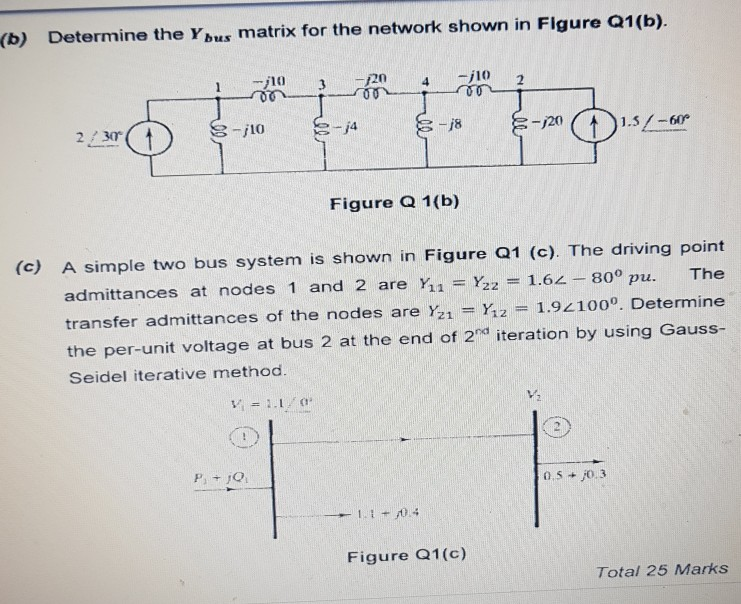 Solved (b) Determine the Ybus matrix for the network shown | Chegg.com