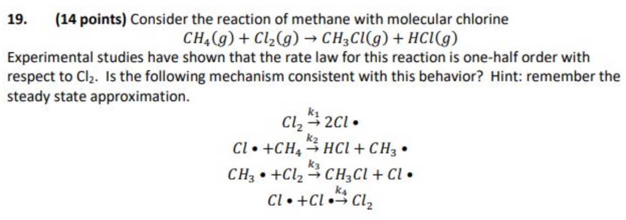 Solved 19. (14 points) Consider the reaction of methane with | Chegg.com