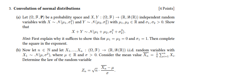Solved that 3. Convolution of normal distributions [4 | Chegg.com