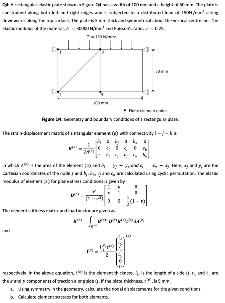 FINITE ELEMENT METHOD QUESTION. WILL GIVE A LIKE FOR | Chegg.com