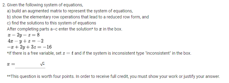 Solved 2. Given the following system of equations, a) build | Chegg.com