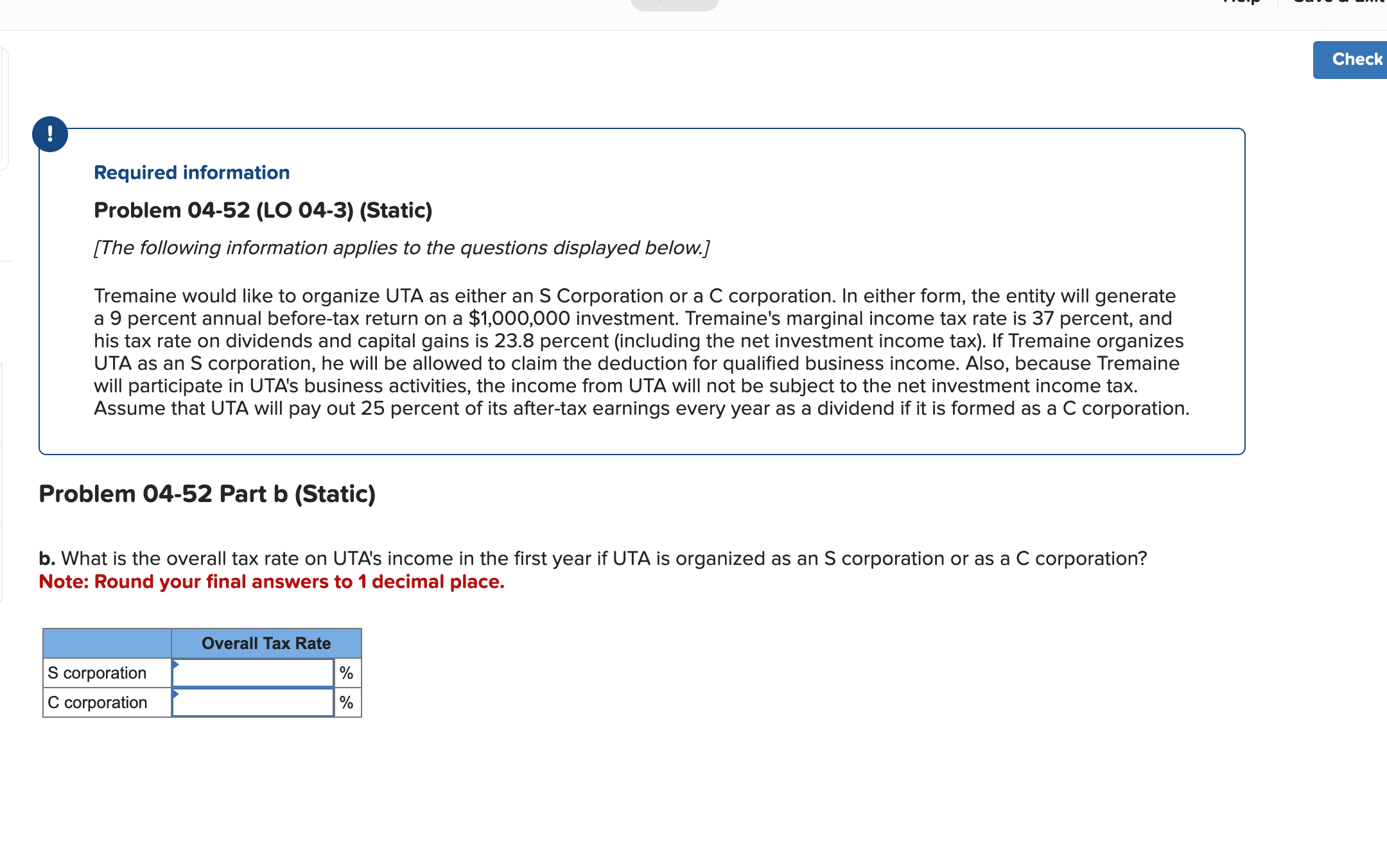 Solved Required information Problem 04-52 (LO 04-3) (Static) | Chegg.com Solved Required information Problem 04-52 (LO 04-3) (Static) | Chegg.com