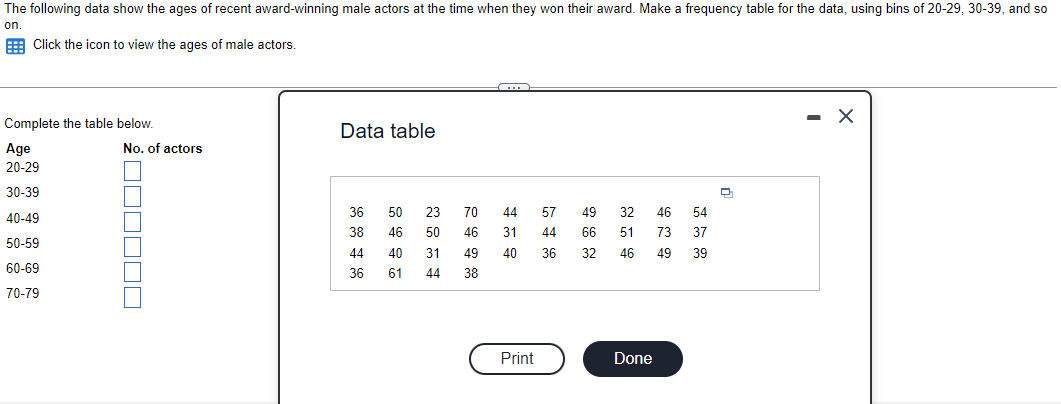 Solved The following data show the ages of recent | Chegg.com